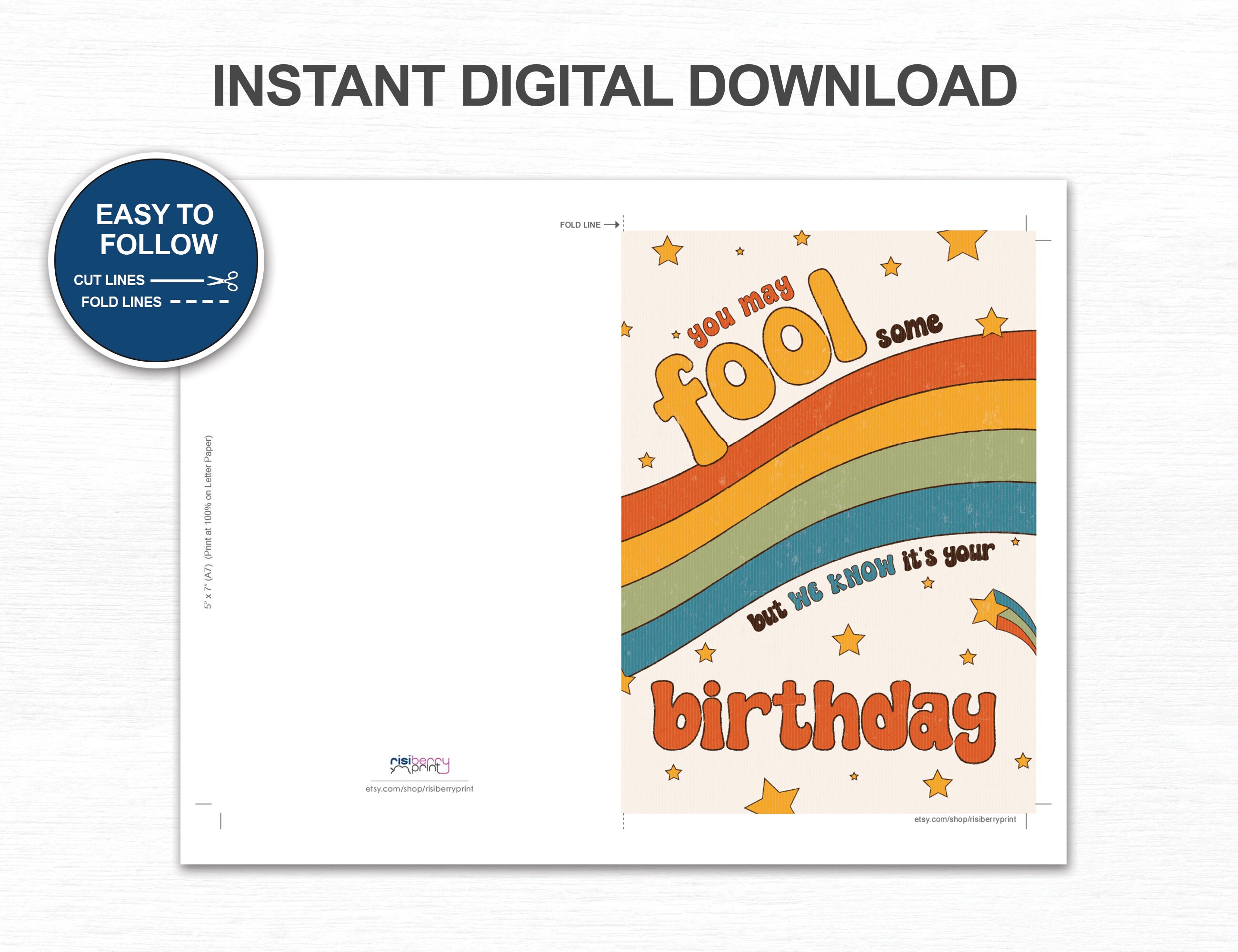 April Fools Birthday Card April First 1st Printable Card Bonus Stickers ...