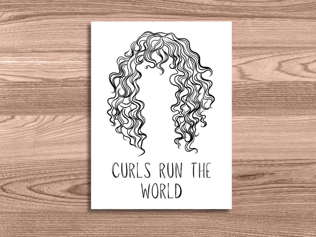 Curls Run the World, Simple Curly Hair Art Prints, Printable Wall Art ...