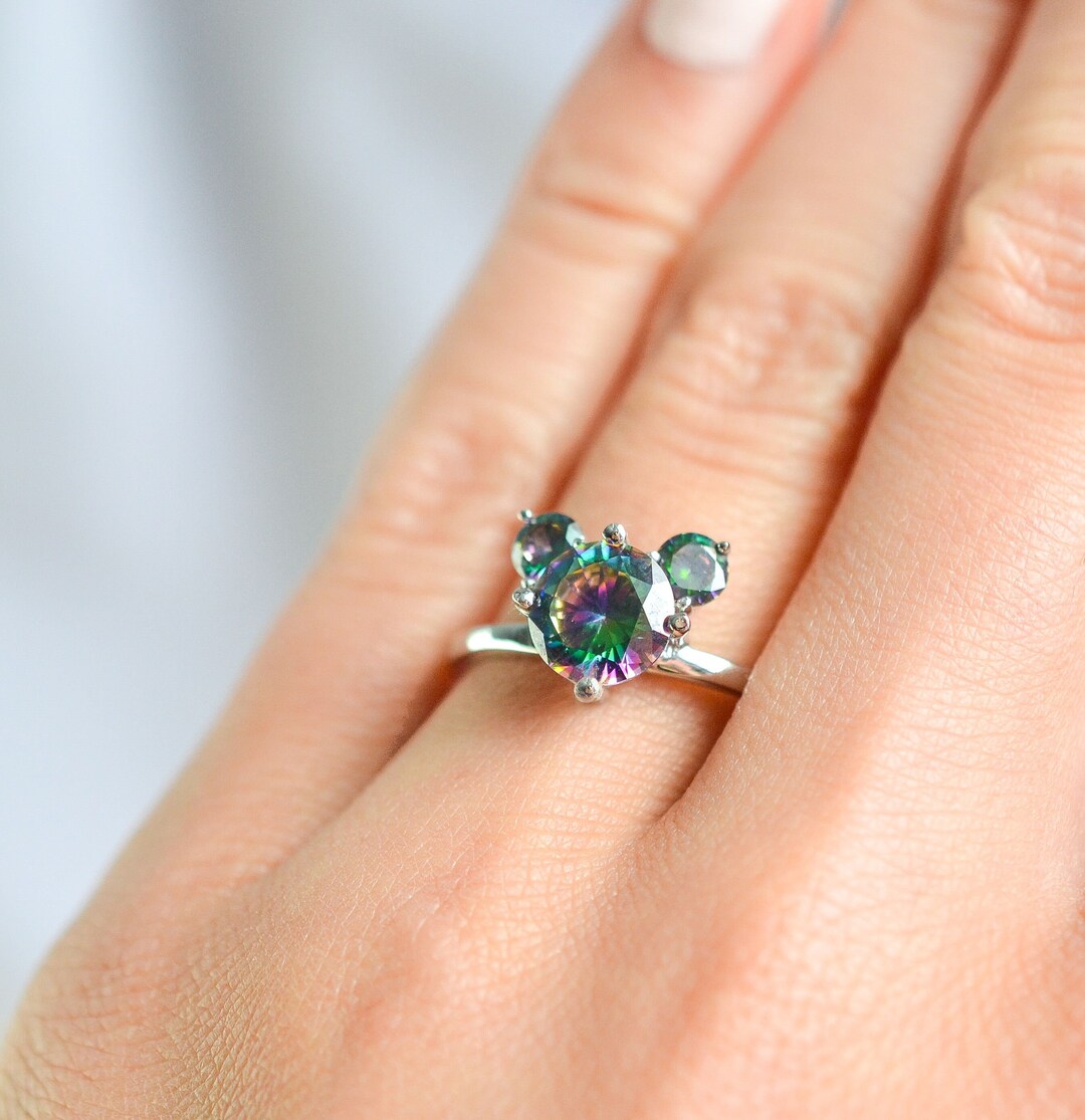 Mouse Engagement Ring - Sterling Silver Ring - Wedding Ring - Three ...