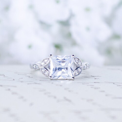 Princess Cut Engagement Ring Art Deco Ring Promise Ring - Etsy