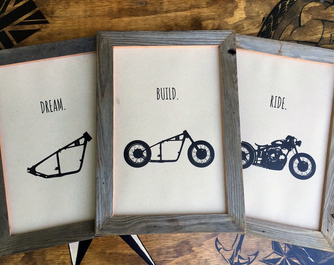 Dream. Build. Ride. Set of 3 Motorcycle Prints - Etsy