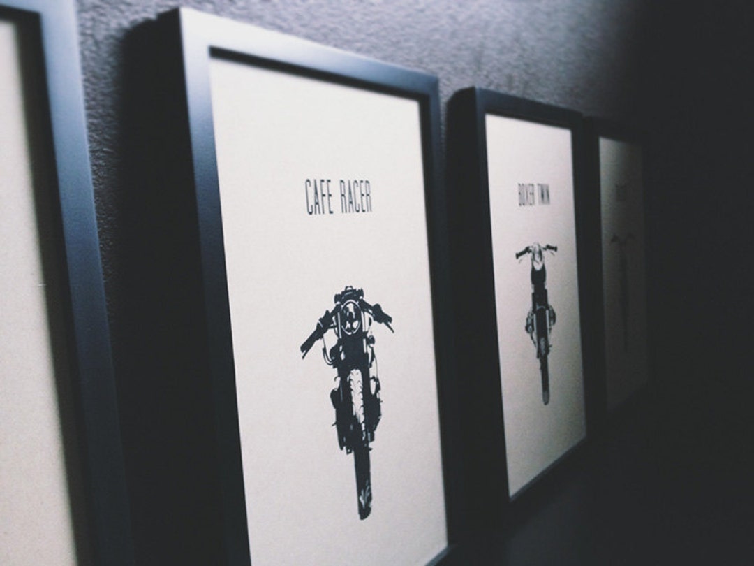 Set of 5 Rustic Motorcycle Prints - Etsy