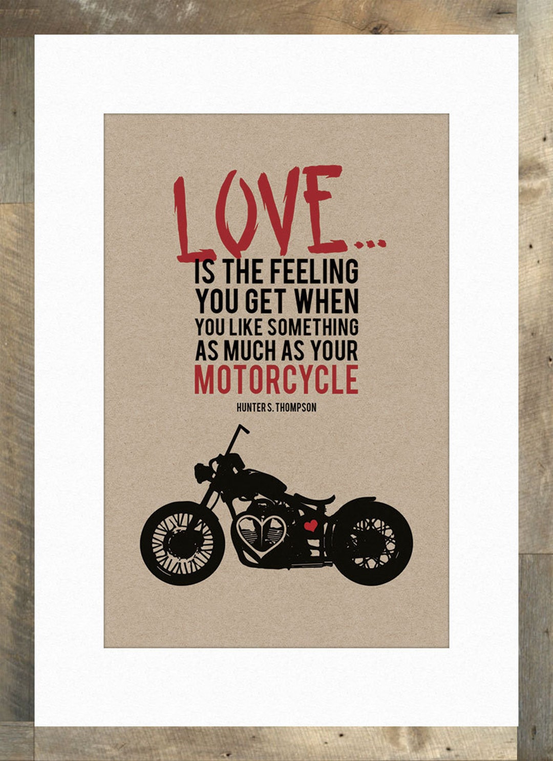 Love Is... Motorcycle Print on 12pt Natural Kraft Paper - Etsy