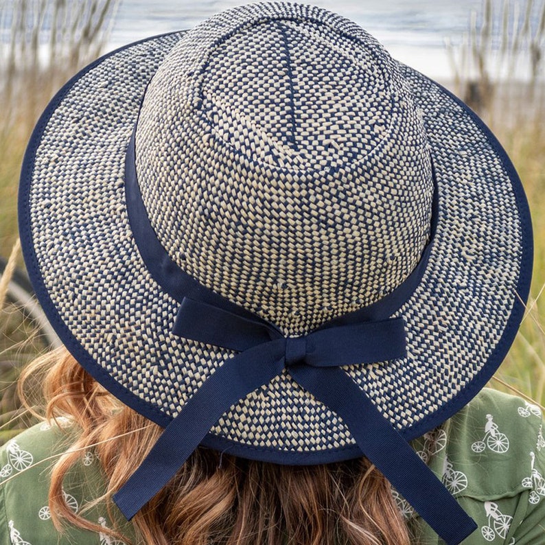 Straw Hat Bike Helmet in Shibori Blue - Etsy