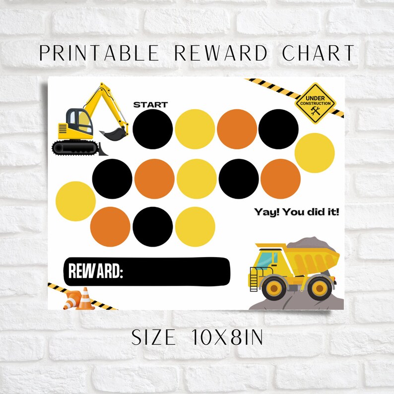 Printable Reward Chart, Sticker Chart, Construction Reward Chart ...