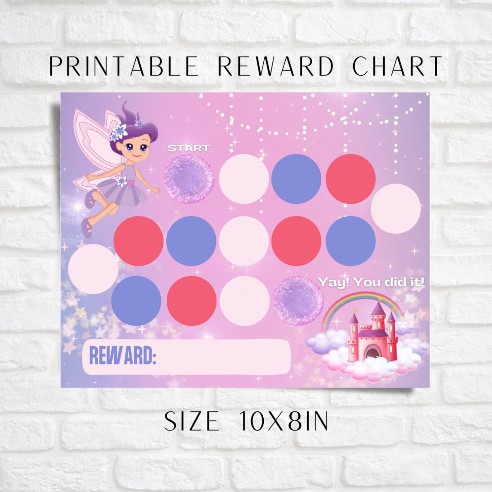 Printable Fairy Reward Chart, Girl Reward Chart, Sticker Chart, Fairy ...
