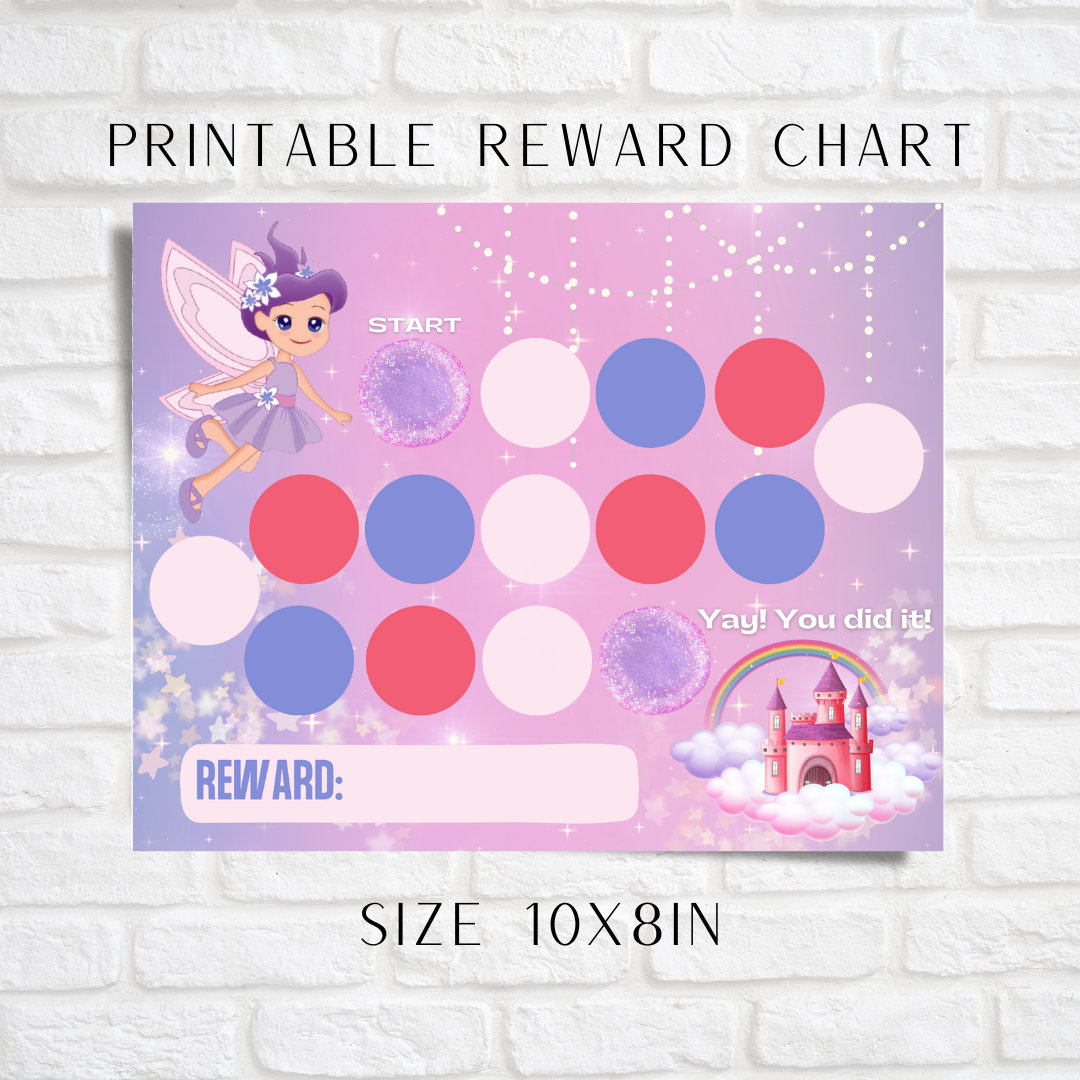Printable Fairy Reward Chart, Girl Reward Chart, Sticker Chart, Fairy ...
