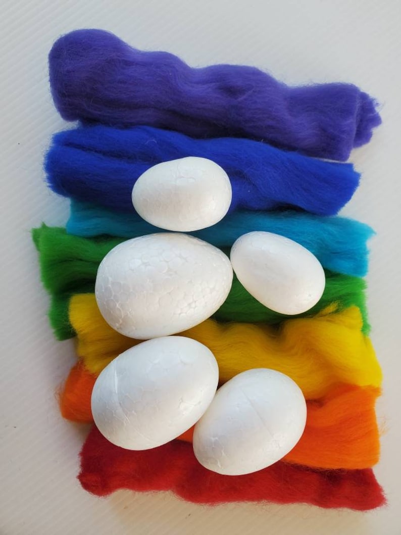 Wet Felting Rainbow Wool Kit for Easter Eggs , Felted Soap or Rocks - Etsy