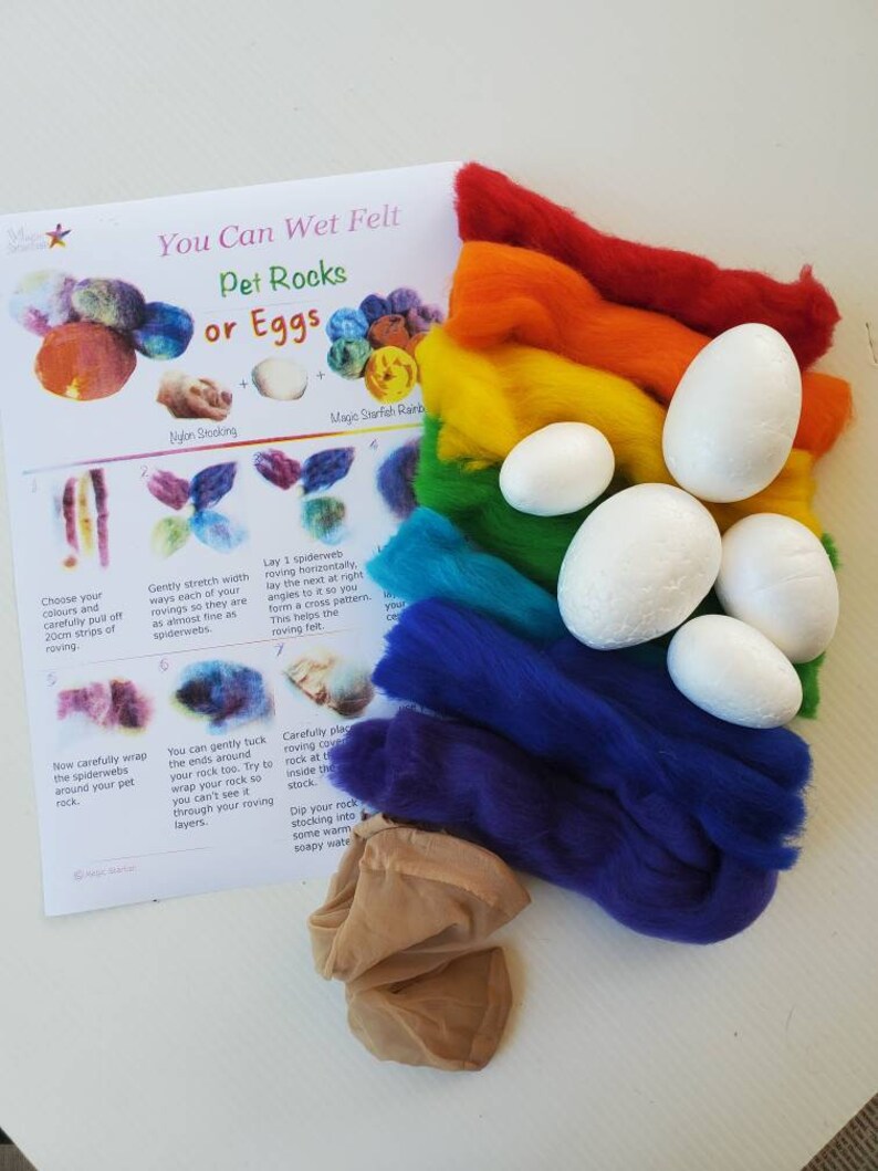 Wet Felting Rainbow Wool Kit for Easter Eggs , Felted Soap or Rocks - Etsy
