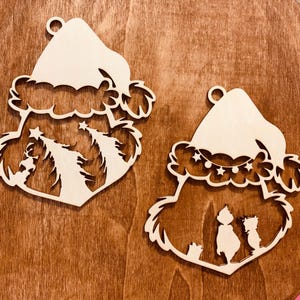 DIY Grinch Christmas Ornament | Unfinished Laser Cut Wood Craft - Etsy