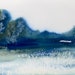 Original Watercolor Forest Landscape Painting: Blue Green Wall Art ...