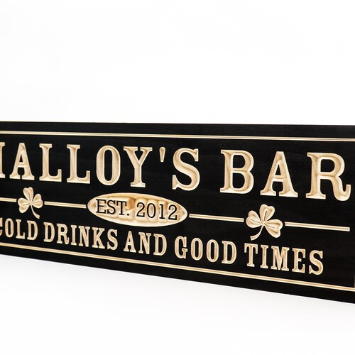 Personalized Bar Sign for Home Bar Decor Man Cave Decor Carved - Etsy