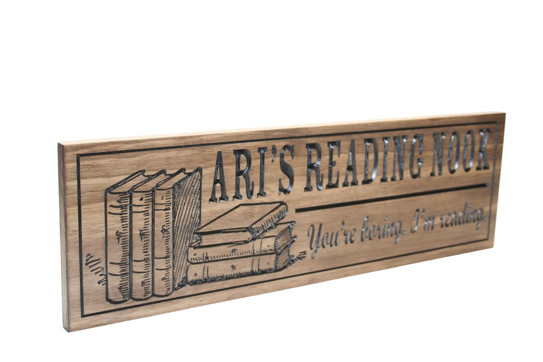Book Nook - Library Sign - Reading Nook Decor (CWD-547) - Etsy