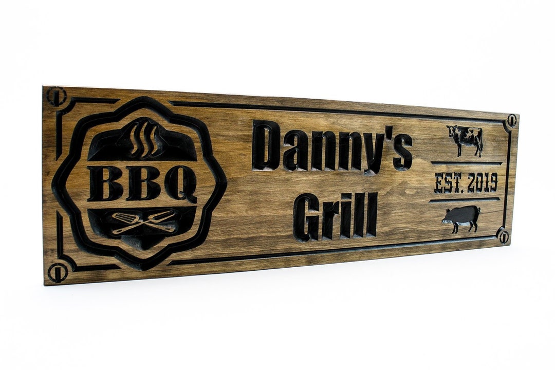 BBQ Grill Sign - Porch Sign - Restaurant Decor (CWD-212) - Etsy