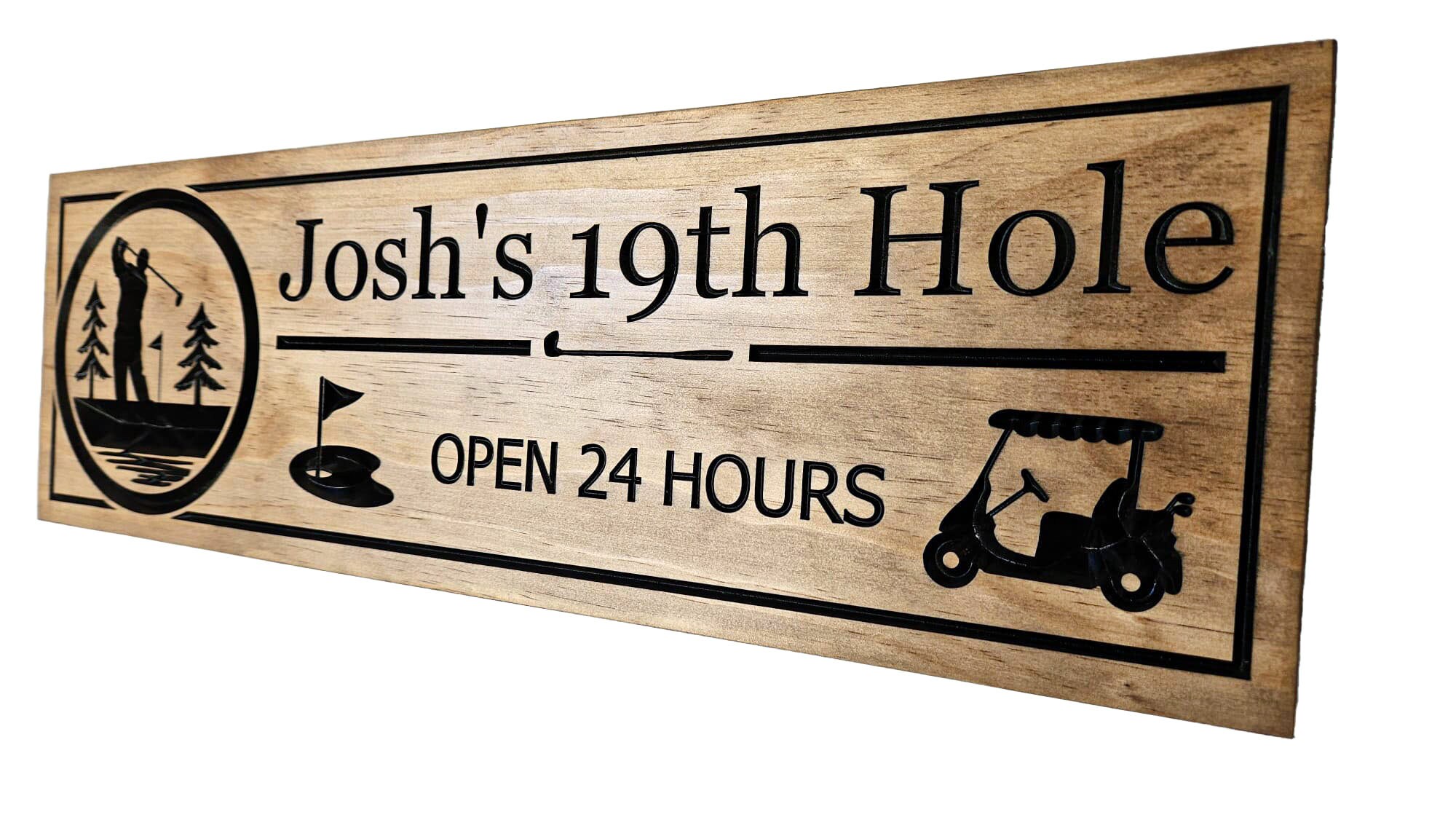 Custom Golf Sign - 19th Hole Sign - Personalized Wood Sign - Sports Bar ...