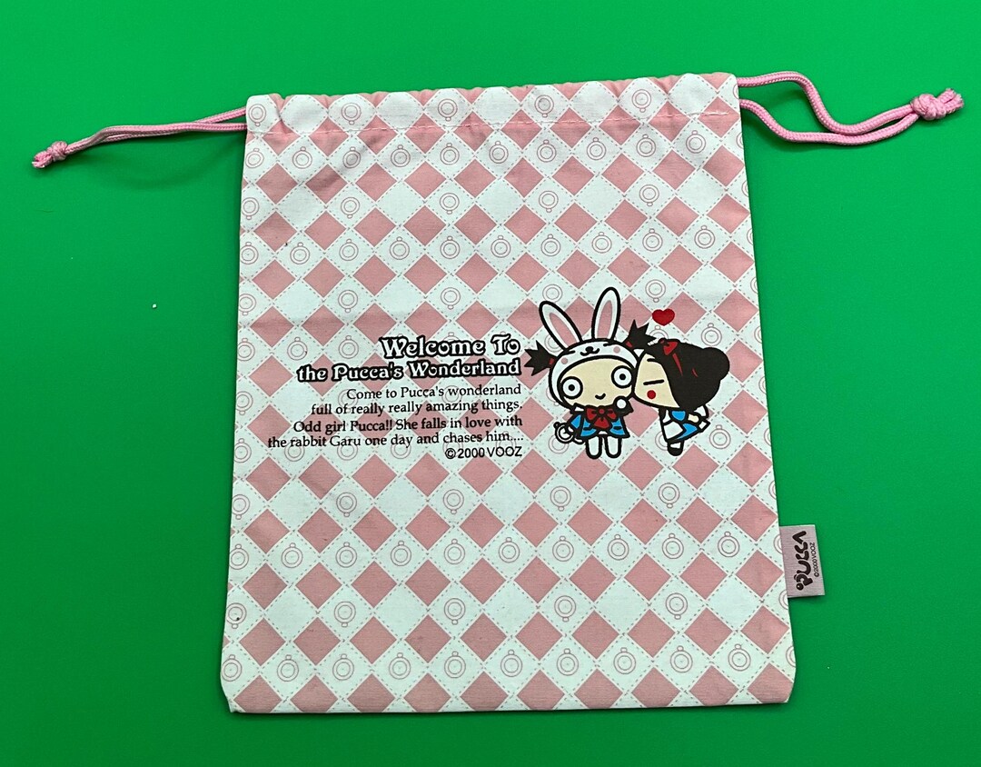 A Vintage Pucca 2000 Funny Love Pink Rare Lightweight Small Drawstring ...