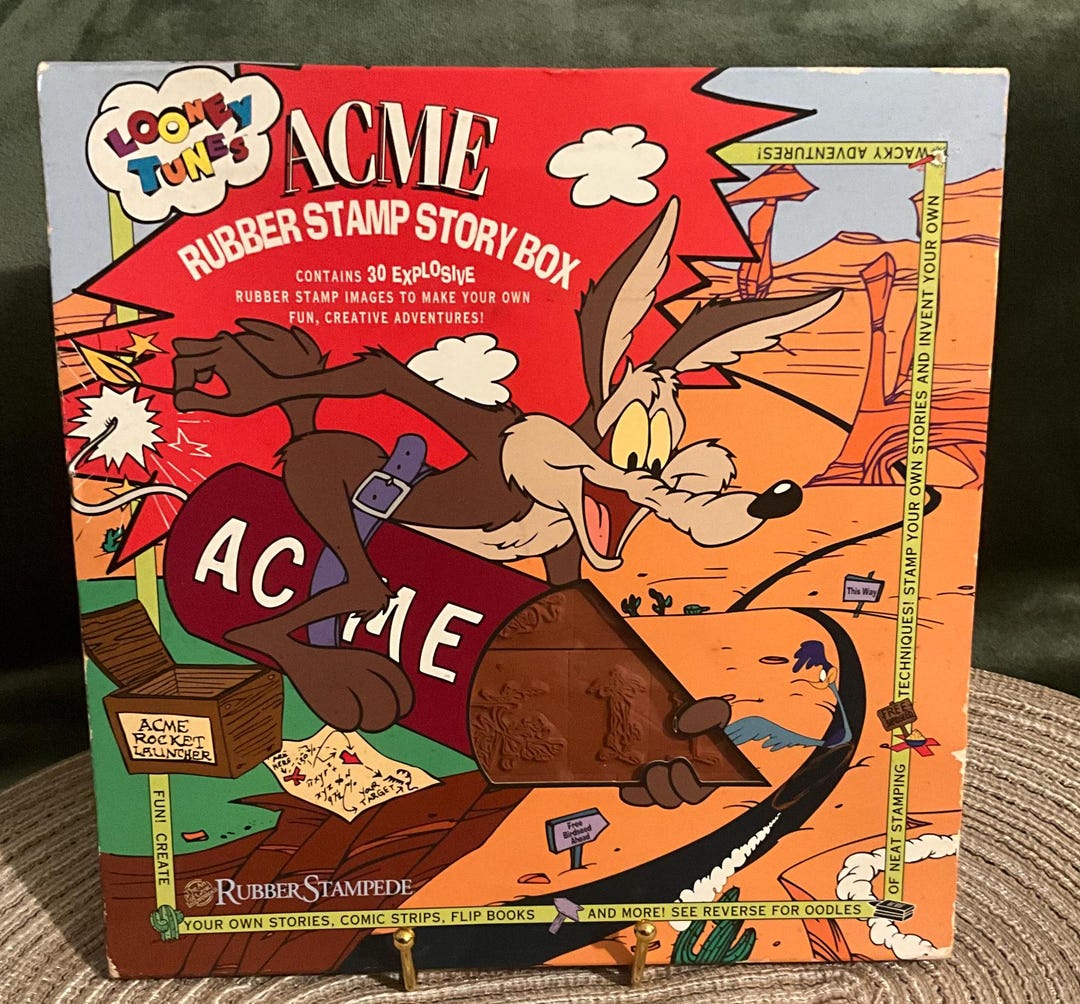 Rare New Vintage 1994 Rubber Stampede ACME Roadrunner WB Story Book ...