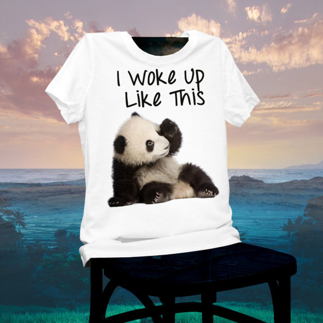 Panda T-shirt, Printed T-shirt, White T-shirt, Women's T-shirt, Men's T ...