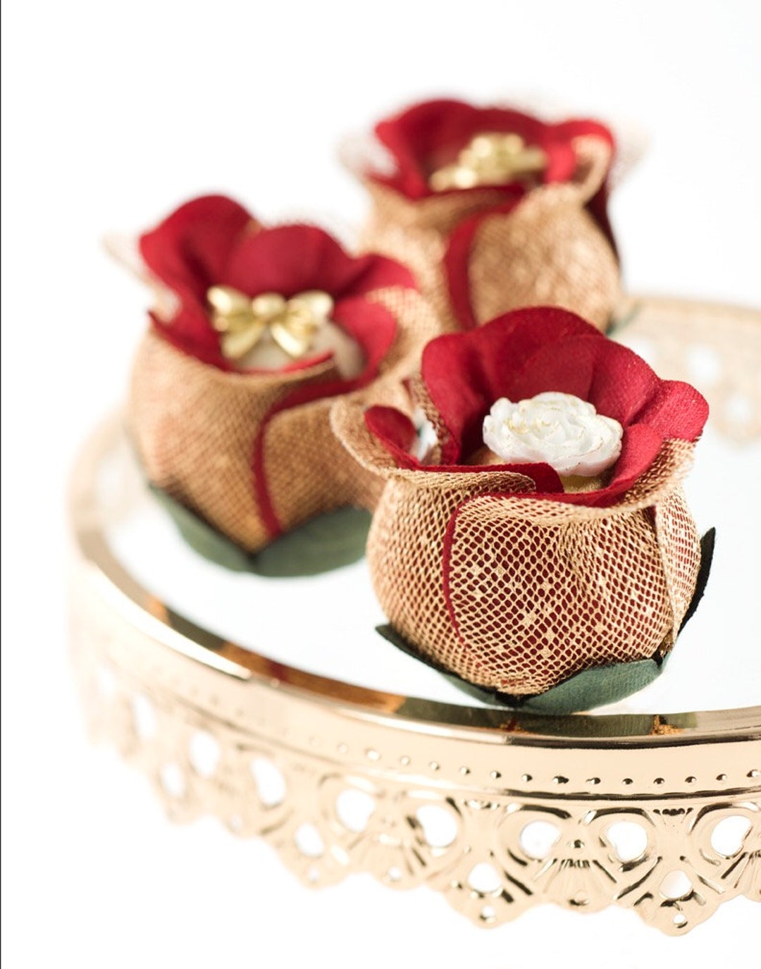 Red and Gold Rosebud Cake Pop Wrappers for Holding Chocolate Treats ...