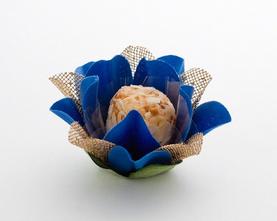 Blue and Gold Flower Truffle Wrappers for Holding Chocolate | Etsy