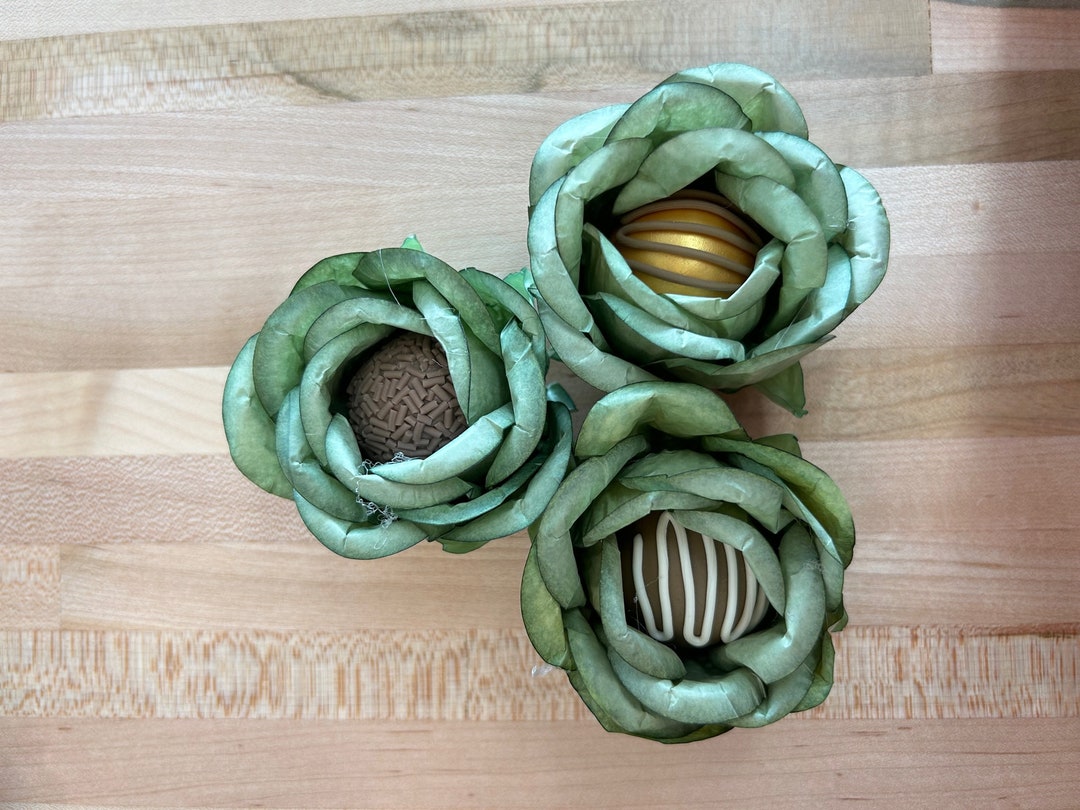 Sage Green Flower Wrappers for Holding Chocolate Truffles/ Rose Gold ...