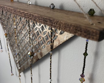 Colorful Beaded Mini Shelf With Mini White Bottle With Ceramic Hooks ...