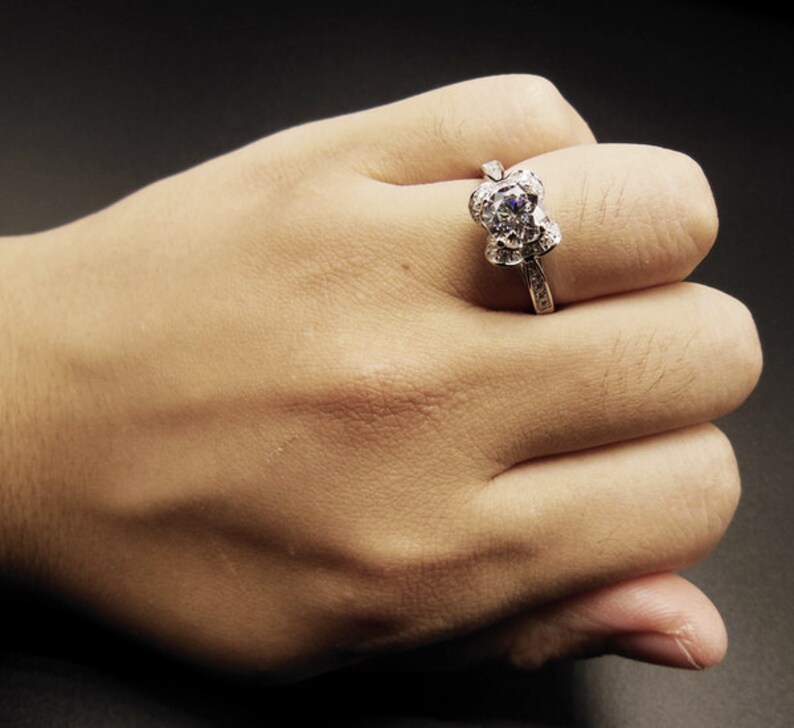 Solid 14K White Gold 6.5MM Round Ring / Engagement Ring / Semi - Etsy