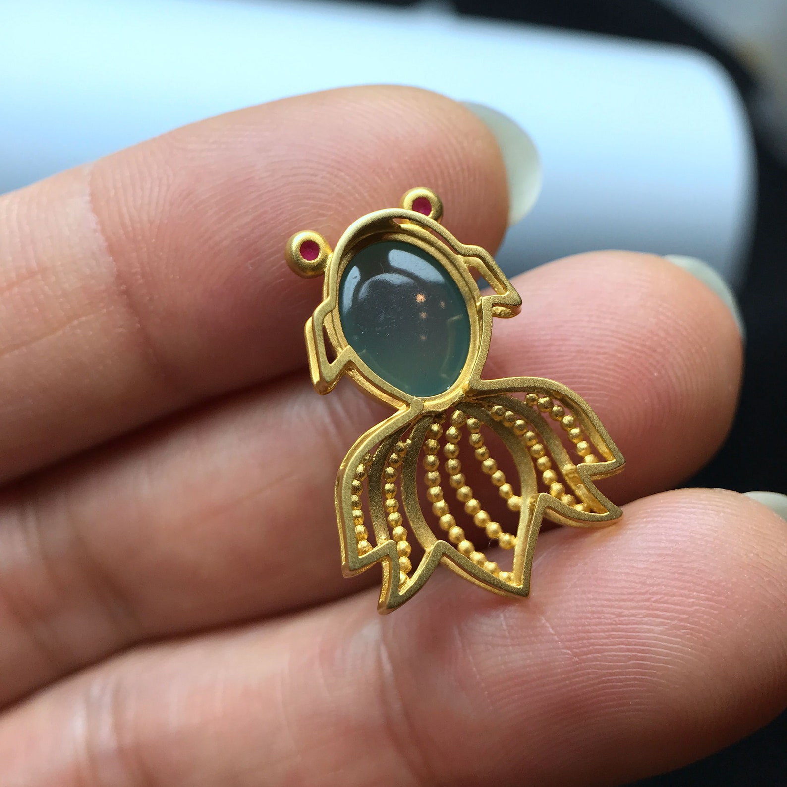 Jade Fish Pendant in 14K Yellow Gold Lovely Jade Pendant - Etsy