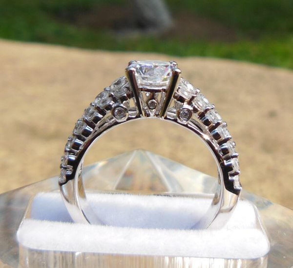 Round 6.5MM in Solid 14K White Gold Fashion Semi Mount Ring / - Etsy