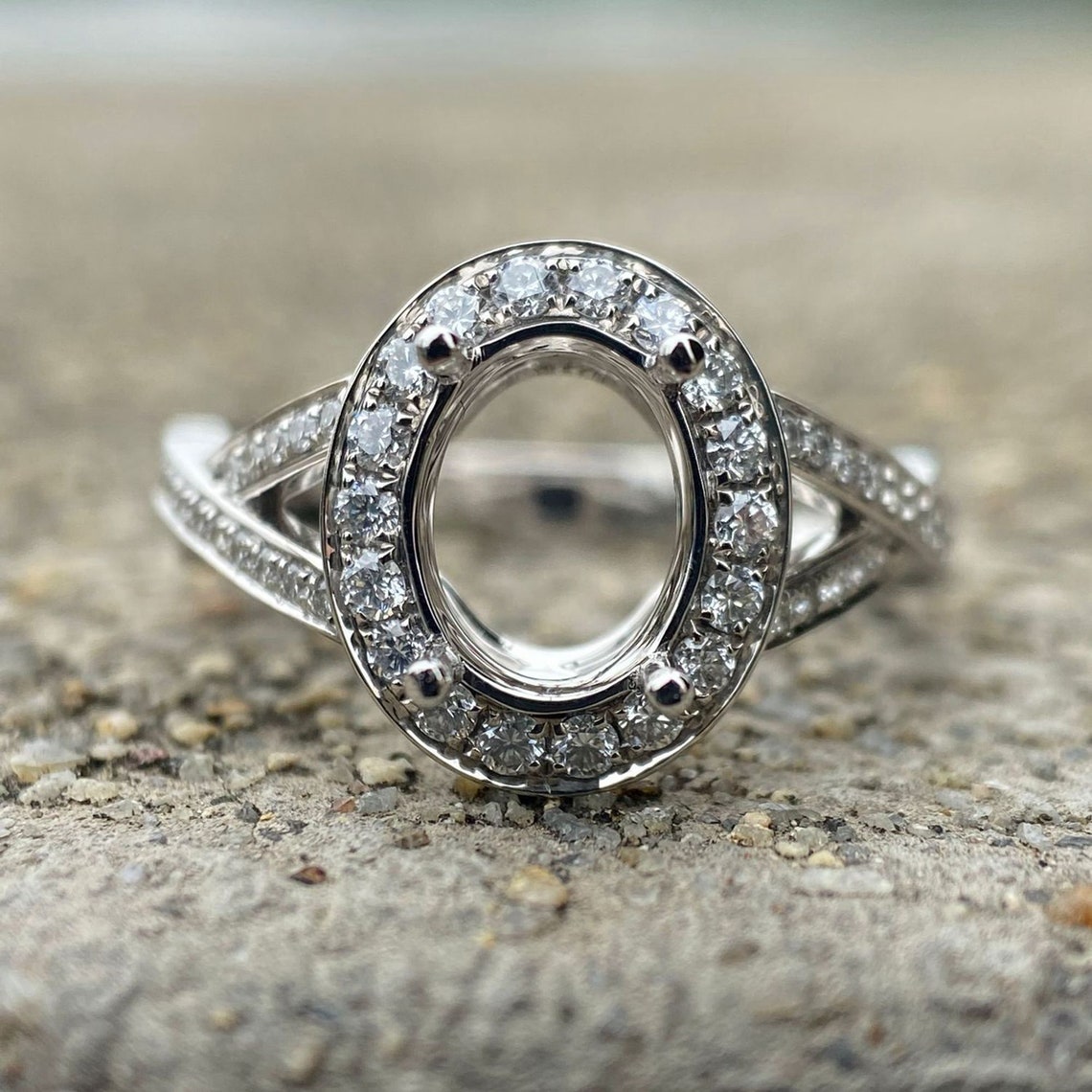 Halo Half Eternity Oval Halo Band Oval Half Eternity Ring | Etsy