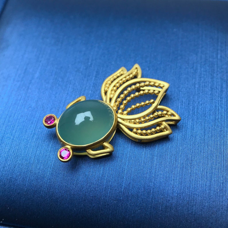 Jade Fish Pendant in 14K Yellow Gold Lovely Jade Pendant - Etsy