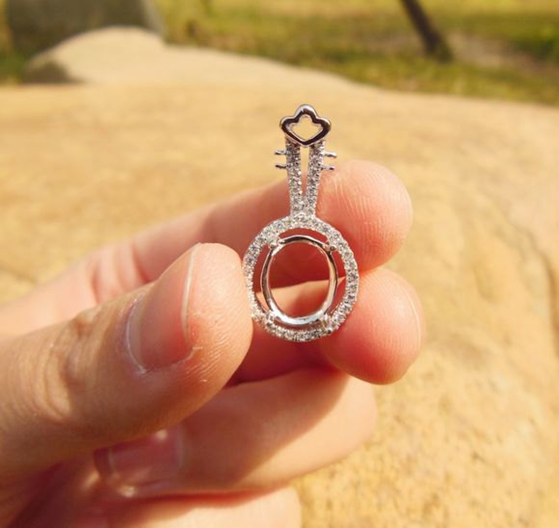 Solid 14K White Gold Oval Shape 7X10MM Fashion Semi Mount - Etsy