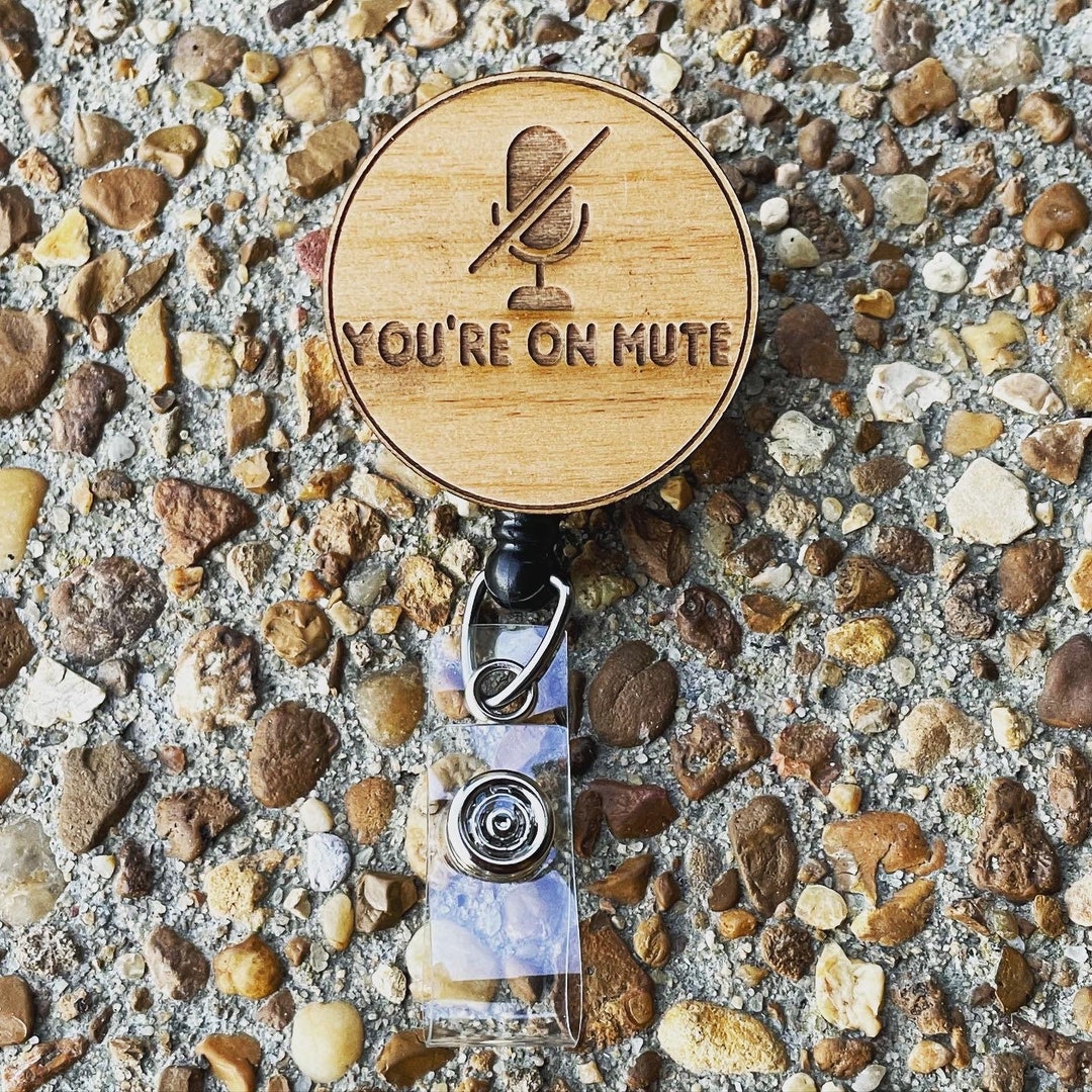 You're on Mute Wooden Badge Holder - Etsy