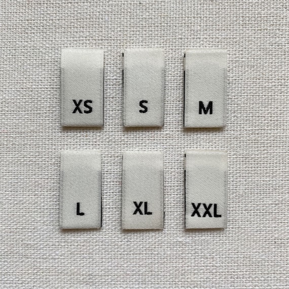 Size labels for clothing store