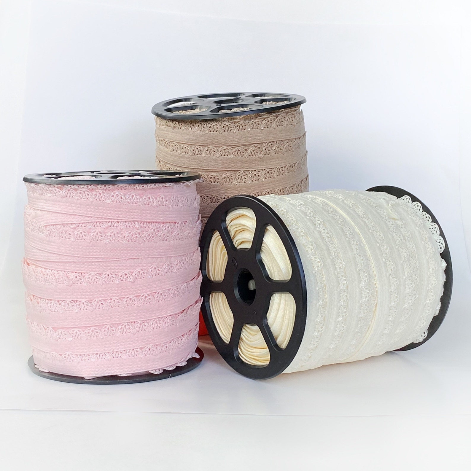 1/2 Inch Decorative Elastic Trim With Lace Edging - Scallop Edging ...