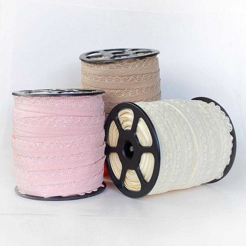 1/2 Inch Decorative Elastic Trim With Lace Edging - Scallop Edging - Picot Decorative Elastic ...