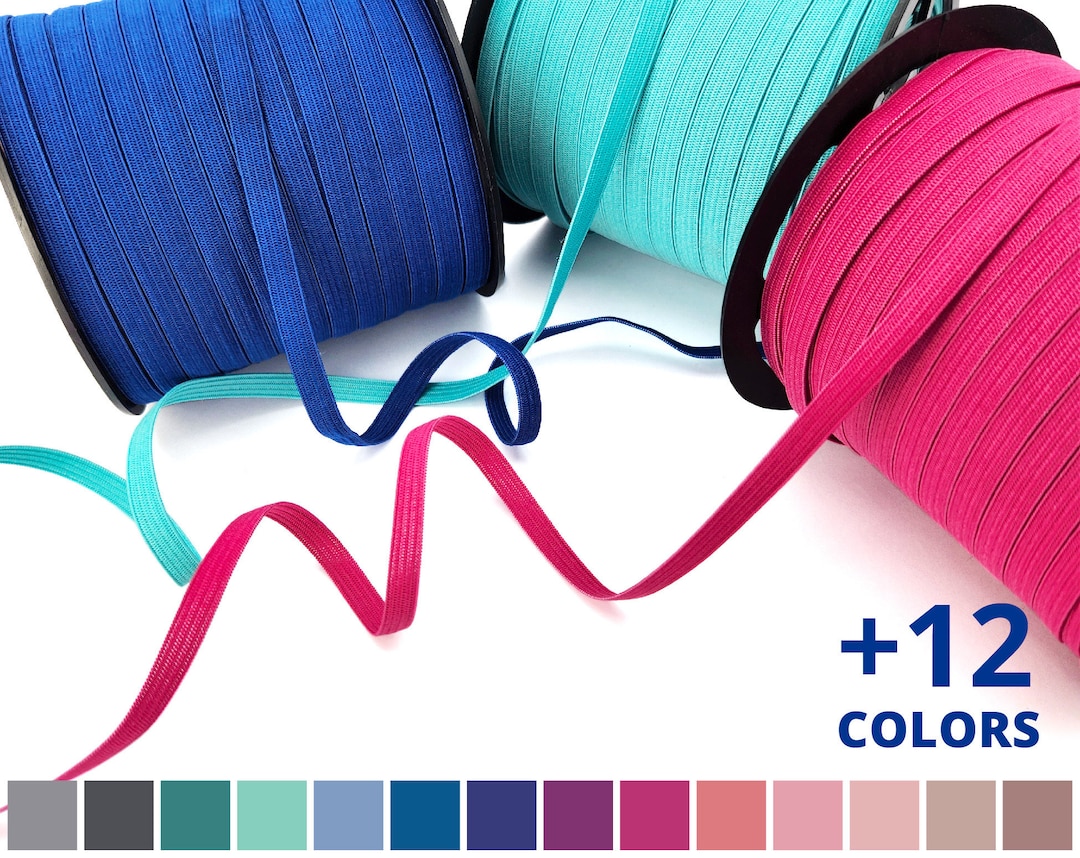 Skinny Elastic 1/4" Assorted Colors - 6.5mm - Flat Medium Strength Knit ...