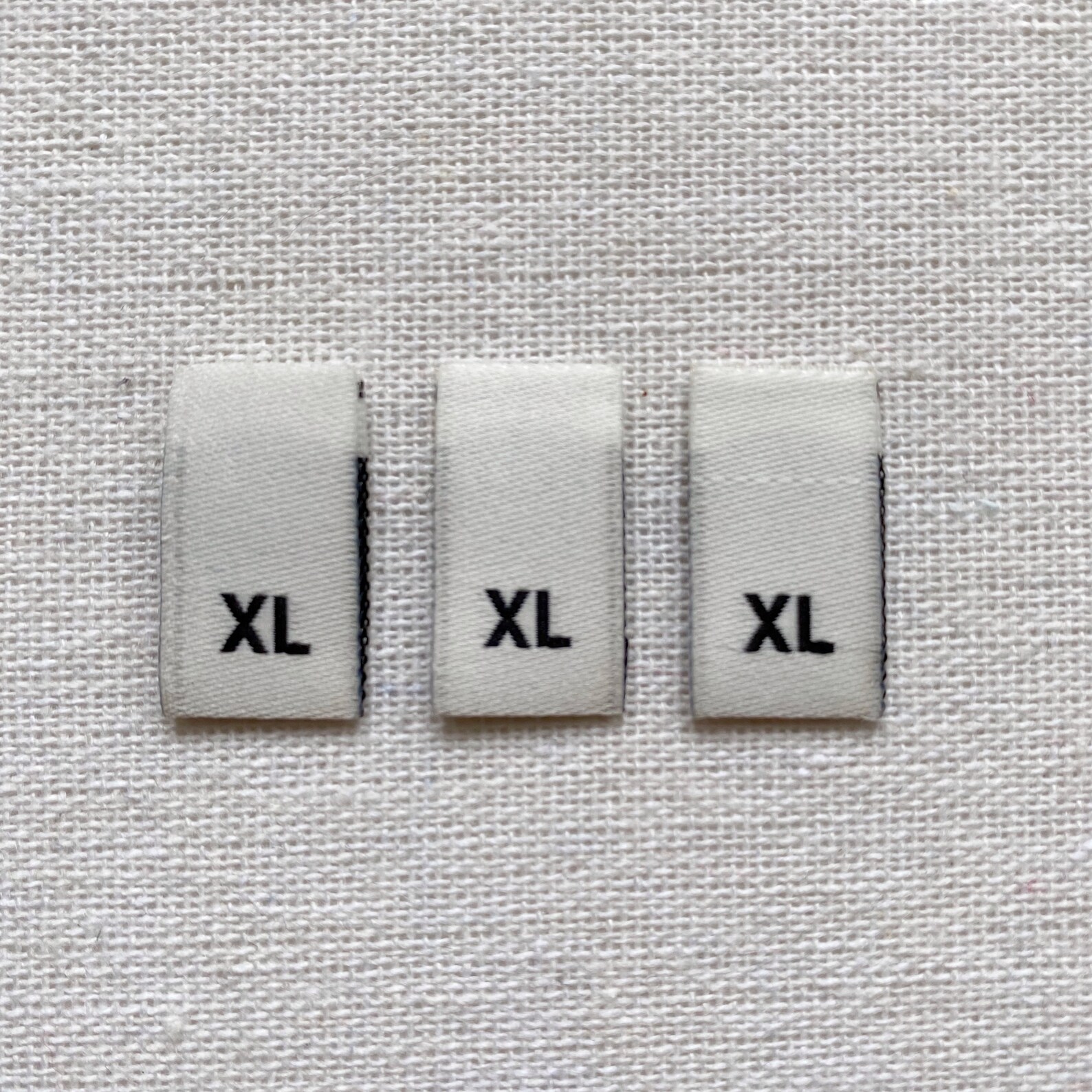 Woven Size Labels - Ivory With Black Letter Sizes XS-XXL | Folded Size ...