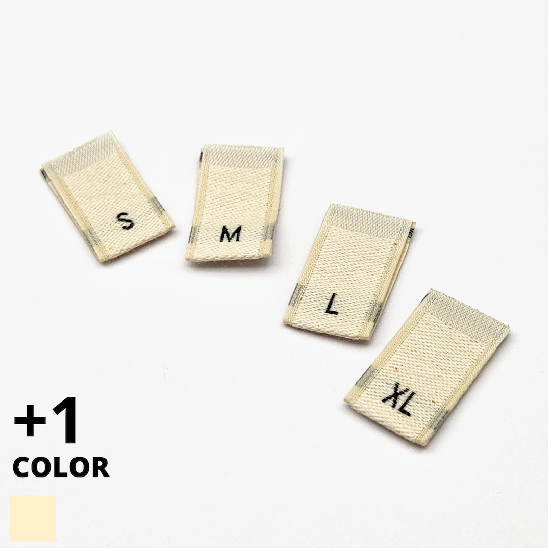 Woven Size Labels - Natural Beige With Black Letter Sizes XS-XL | 1 3/4 ...