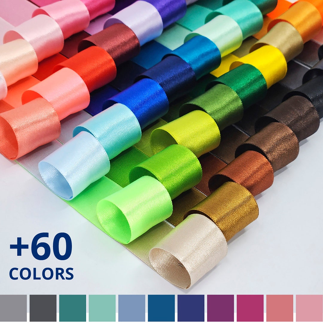 Satin Ribbon 10Y - Assorted Sizes (1/8",1/4",3/8”,5/8",1",1 2/5 ...