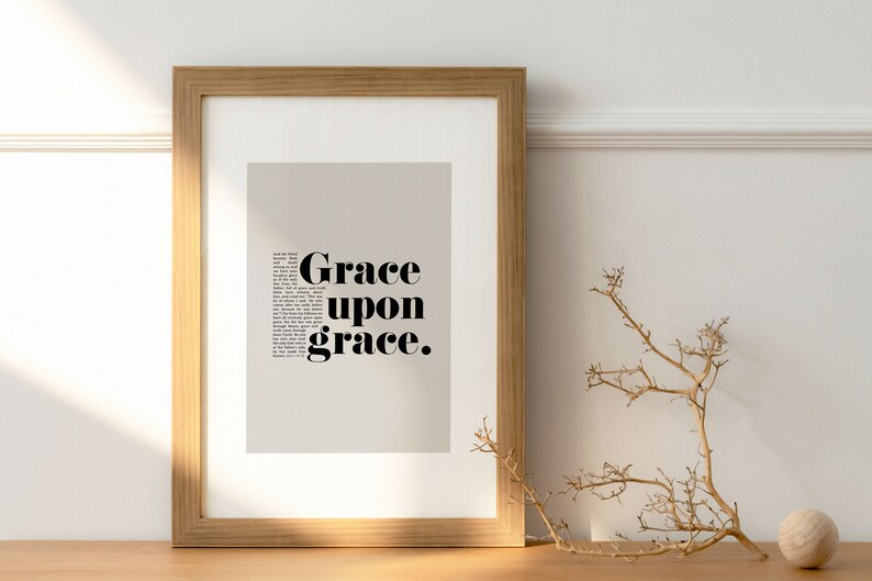 Grace Upon Grace Bible Verse Wall Art John 1:14-18 Christian - Etsy
