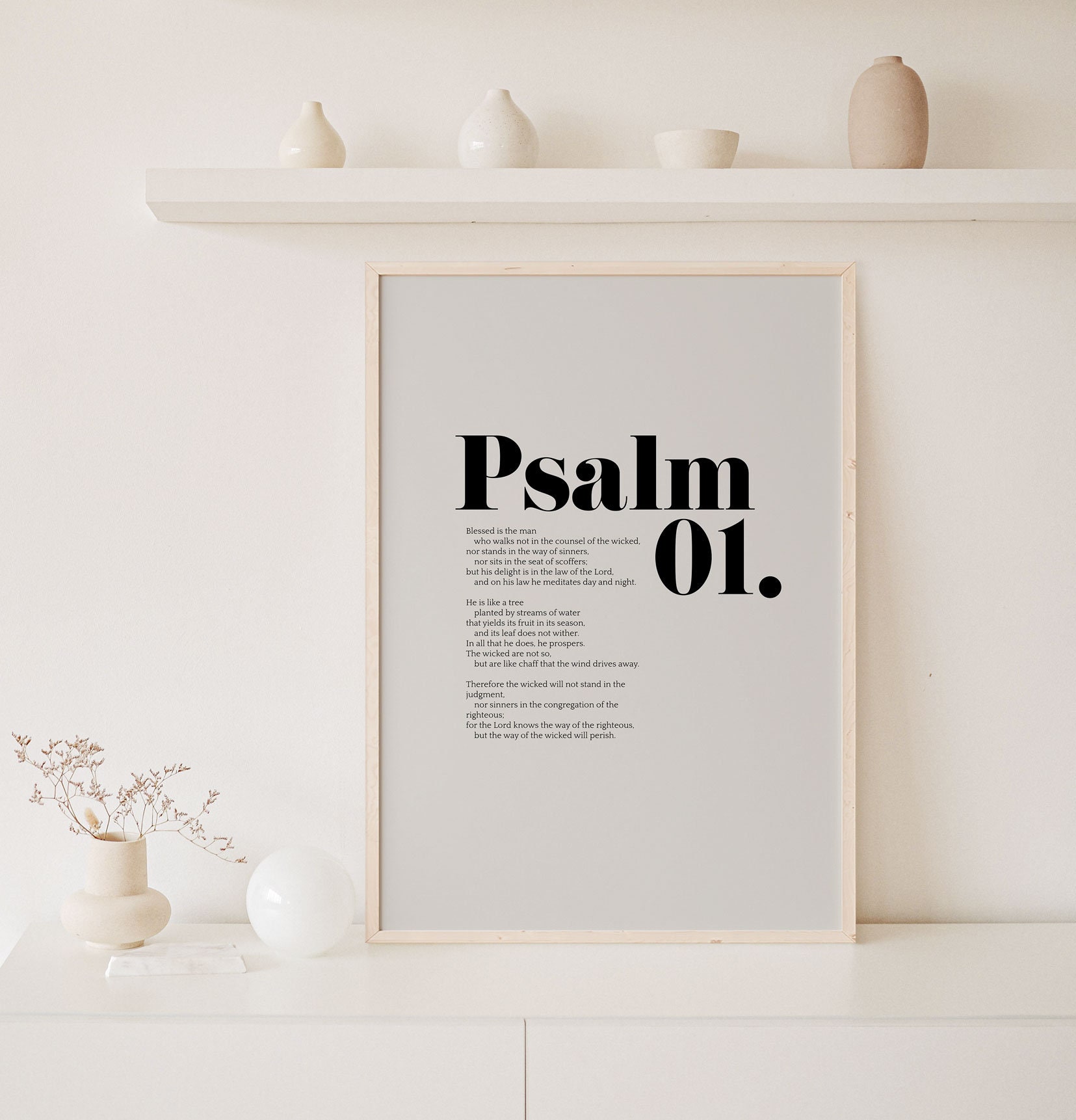 Psalm 1 Bible Verse Wall Art, Minimalist Decor, Christian Modern ...