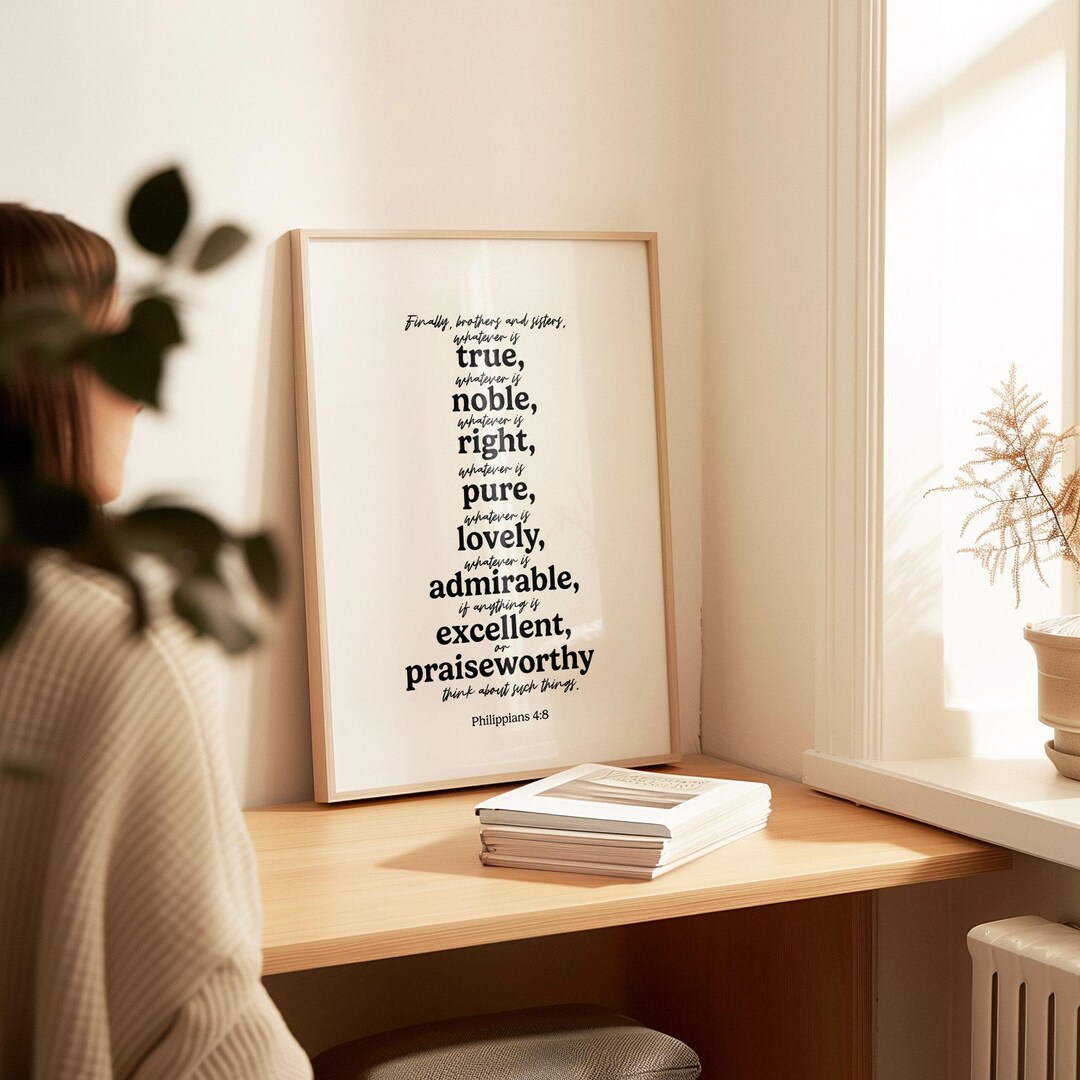 Philippians 4:8 Bible Verse Print, Christian Wall Art (digital Download ...