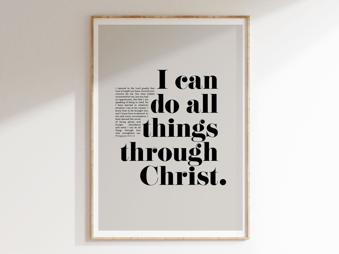 I Can Do All Things Through Christ Bible Wall Art Philippians 4 13 Bold ...