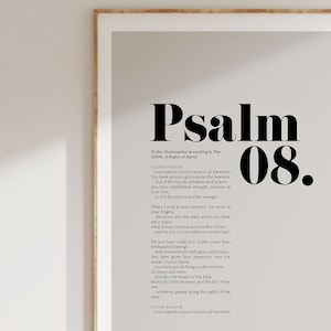 Psalm 8 Bible Verse Wall Art, Minimalist Decor, Christian Modern ...