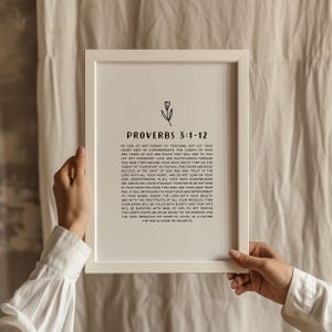 Proverbs 3 1-12 Simple Christian Floral Art Poster, Trust in the Lord ...