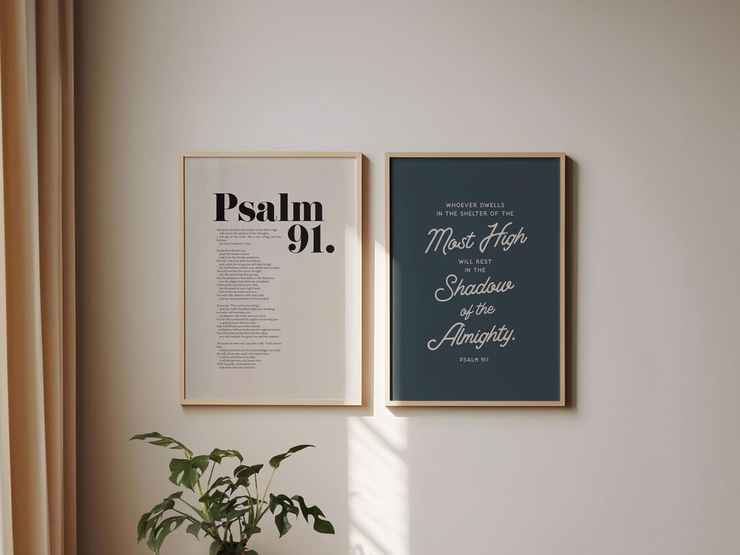Set of 2 NIV Psalm 91 1 Printable Christian Wall Art, Minimalist Decor ...