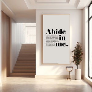 Abide in Me Bible Verse Wall Art John 15 4 Christian Poster Scripture I ...