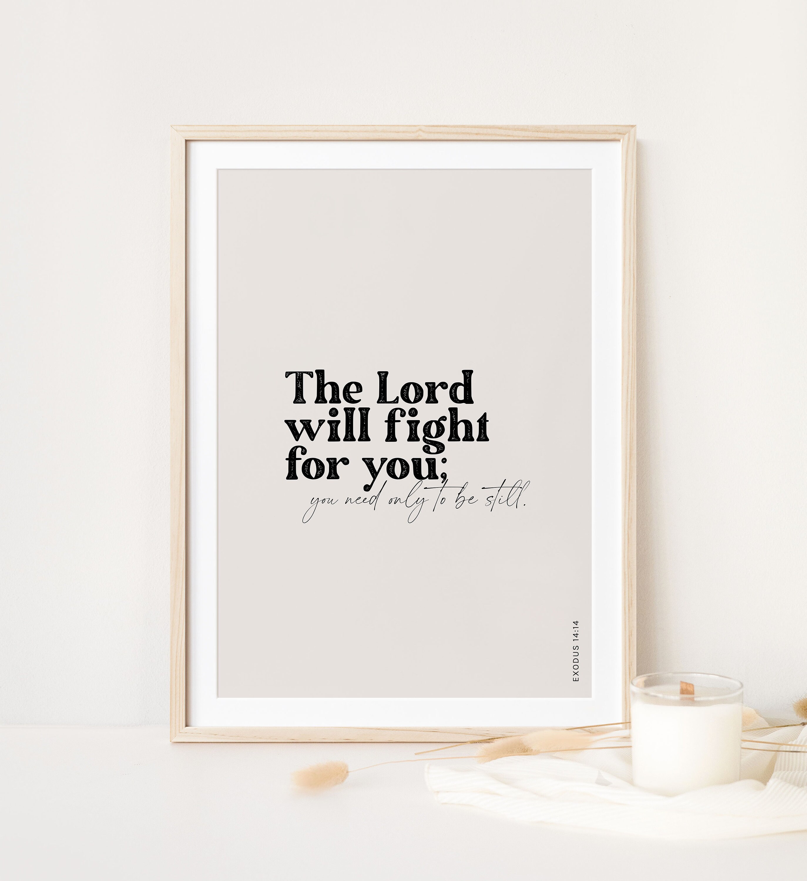 The Lord Will Fight for You Bible Verse Wall Art, Exodus 14:14 ...