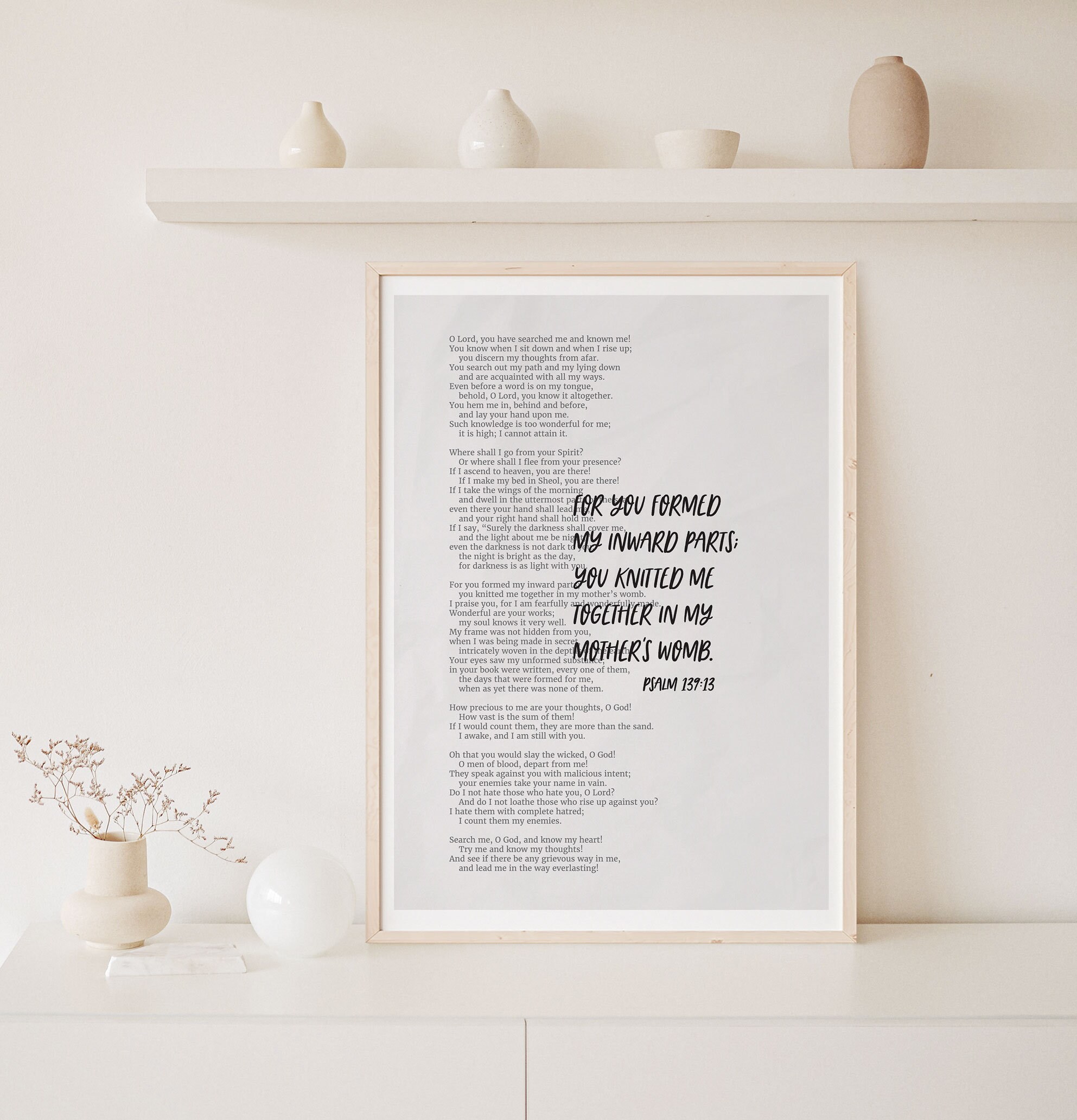 Psalm 139 Artwork Print, Digital Download, Bible Verse, Scripture Wall ...